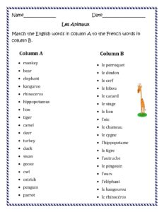 French Animals (Les animaux) Distance Learning worksheets | Made By ...