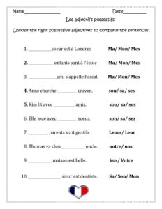 French Possessive Adjectives( Les adjectifs possessifs - Made By Teachers