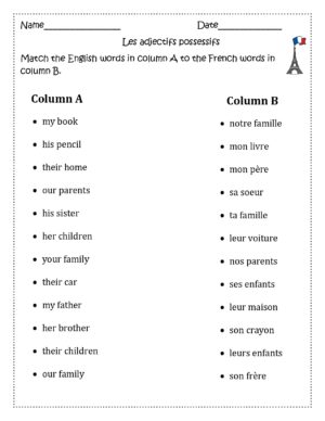 French Possessive Adjectives( Les adjectifs possessifs - Made By Teachers