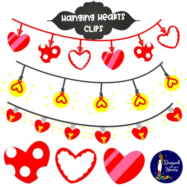 Hanging Hearts Clip Art - Made By Teachers