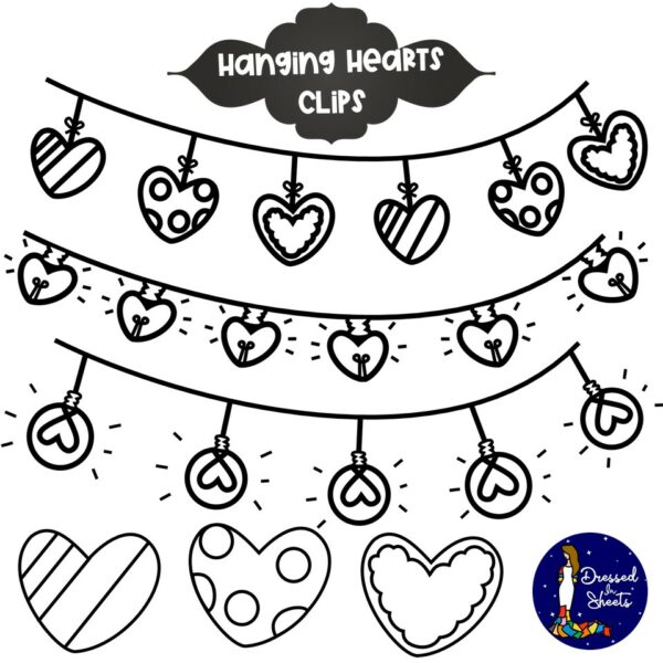 Hanging Hearts Clip Art - Made By Teachers