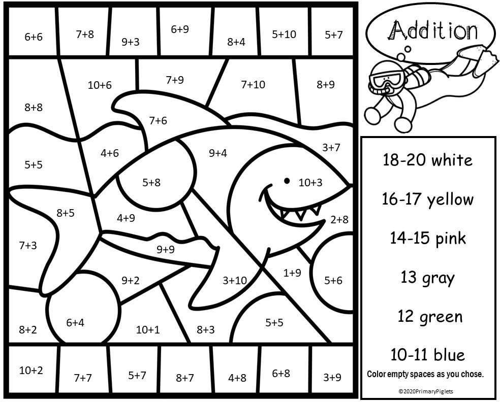Color By Number Addition Ocean Set Made By Teachers Color By Number Addition Ocean Set Made By Teachers