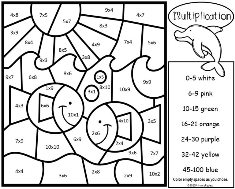 Color by Number Multiplication Ocean Set - Made By Teachers