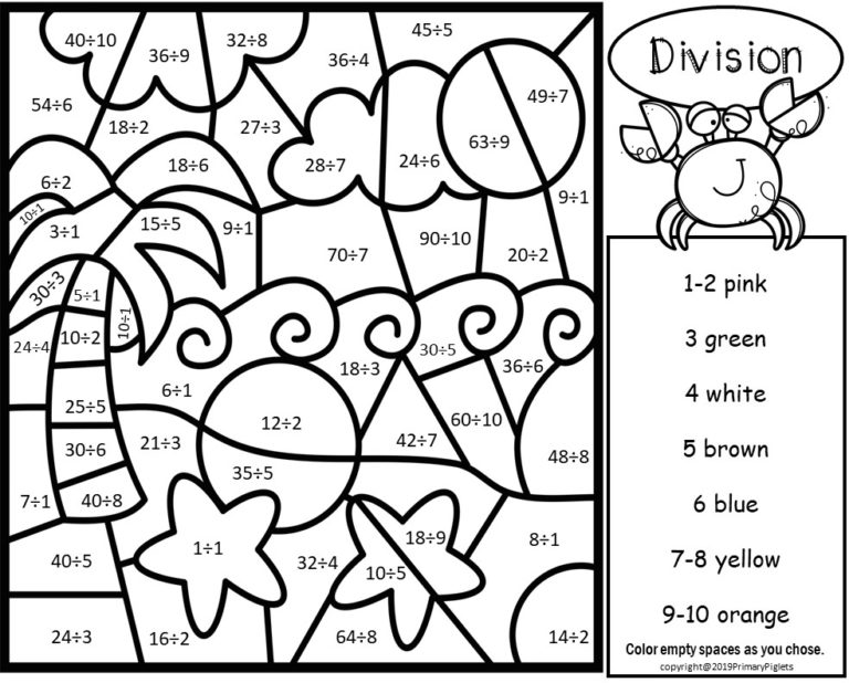 Color By Number Division Printable Printable World Holiday