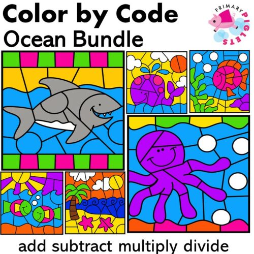 Color by Number Ocean Math Facts & Word Families Bundle of 6 | Made By ...
