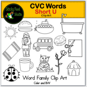 CVC Words Clip Art - Short U Words - Word Families - Made By Teachers