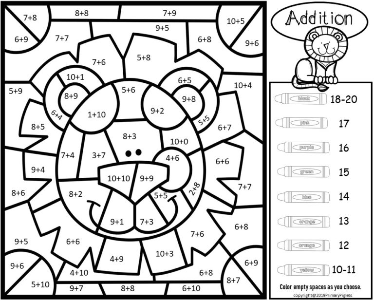 Color by Number Addition Subtraction Word Families Zoo Safari Bundle 4 ...