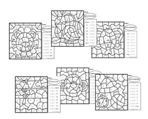 Color by Number Addition Subtraction Word Families Zoo Safari Bundle 4 ...