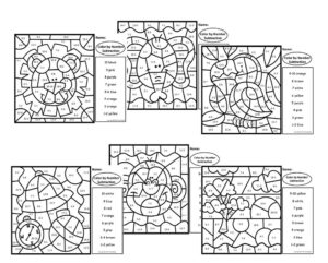 Color by Number Addition Subtraction Word Families Zoo Safari Bundle 4 ...