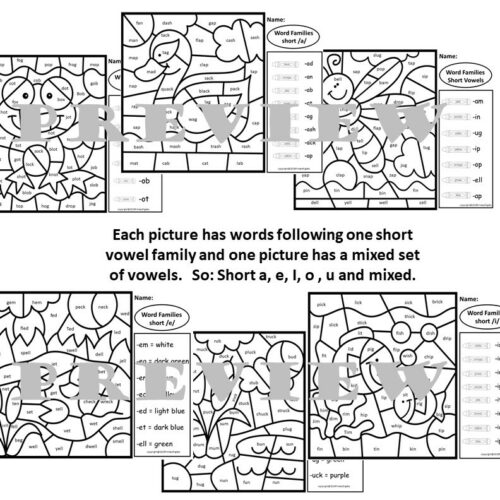 Color by Number Math Facts and Word Families Pond Life Bundle | Made By ...