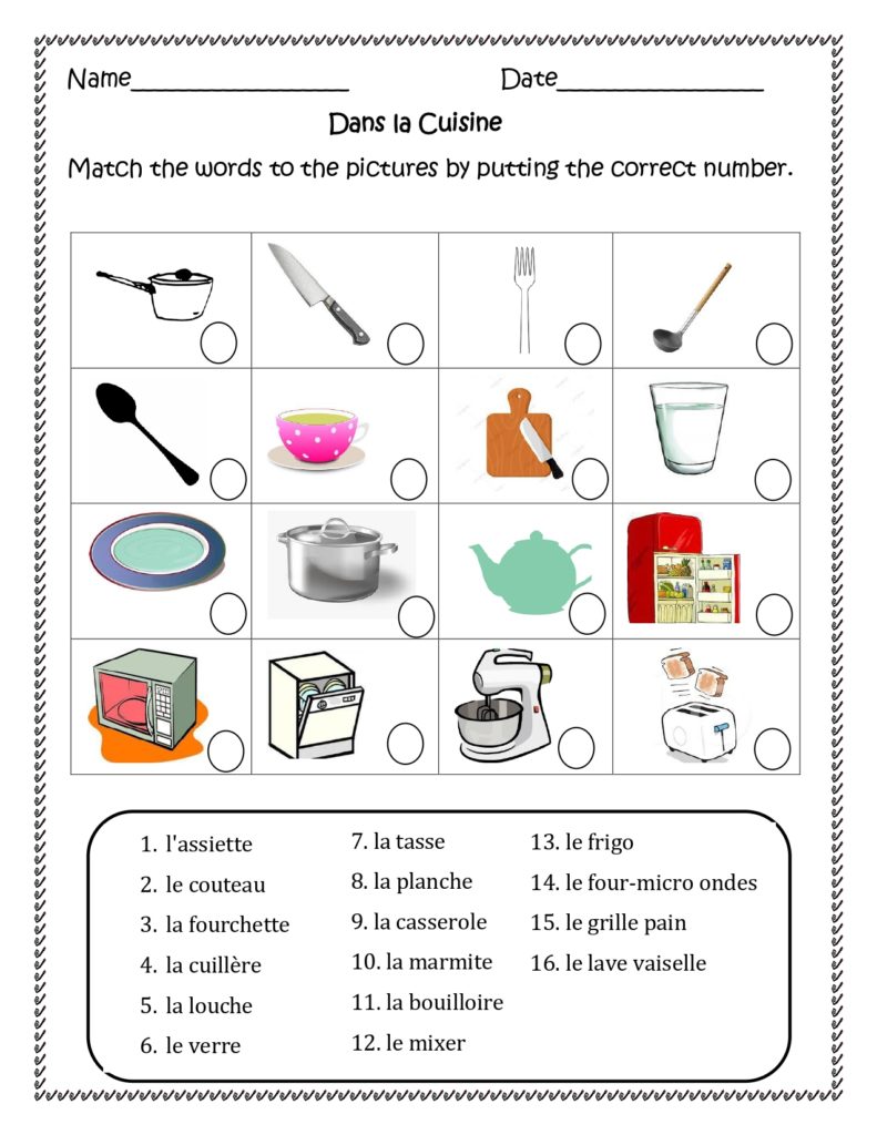 Dans la Cuisine (French Kitchen) Distance Learning Worksheets - Made By ...