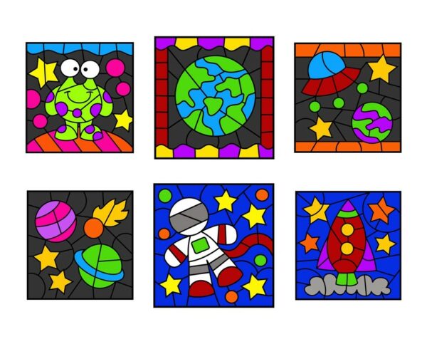 Color by Number Space Addition Subtraction Multiplication Division ...