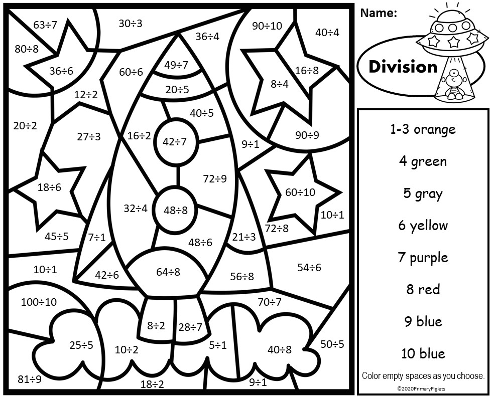 Color By Number Multiplication Division Space Bundle Of 3 Made By 