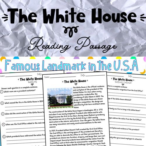 The White House part of Landmarks in the USA Distance Learning - Made ...
