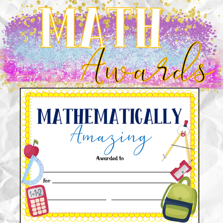 Editable Math Awards | Made By Teachers