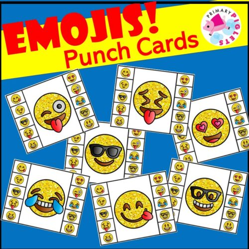 Punch Cards Glitter Emojis - Made By Teachers