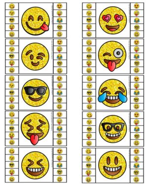 Punch Cards Glitter Emojis - Made By Teachers