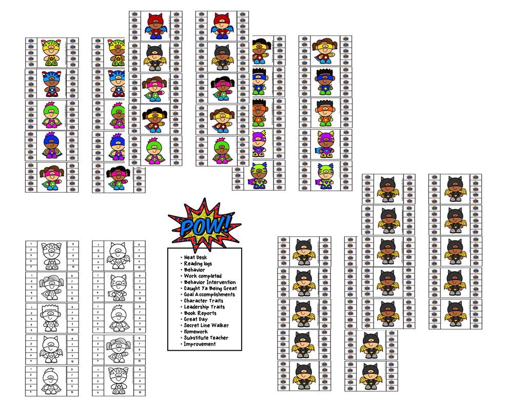 Addition Game & Punch Cards Superheros Bundle | Made By Teachers