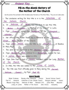 Mary, Mother of the Church Worksheet and Activity Pack - Made By Teachers