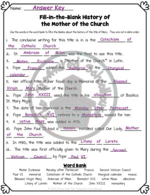 Mary, Mother of the Church Worksheet and Activity Pack | Made By Teachers