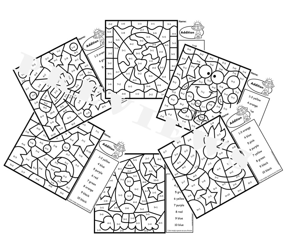 Space Color By Number Addition To 10 Made By Teachers