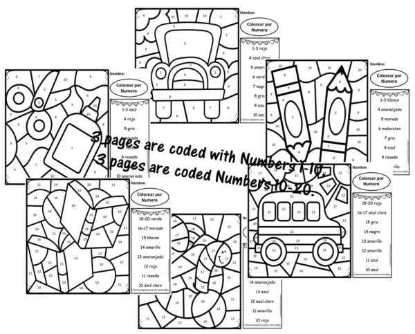 BACK TO SCHOOL COLOR BY NUMBER ADDITION SUBTRACTION MULTIPLICATION ...
