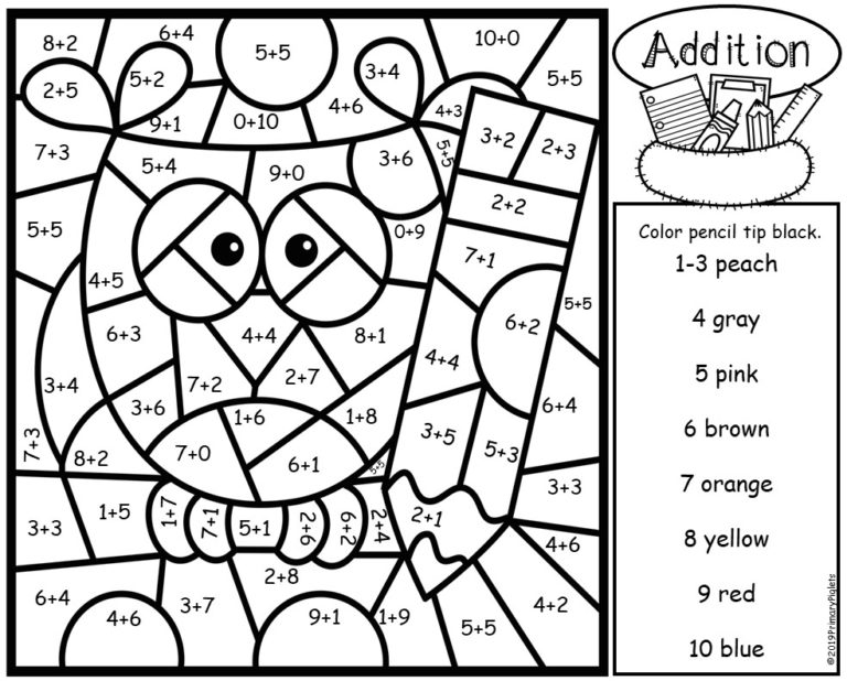 BACK TO SCHOOL COLOR BY NUMBER ADDITION FACTS TO 20 PRACTICE Made By 