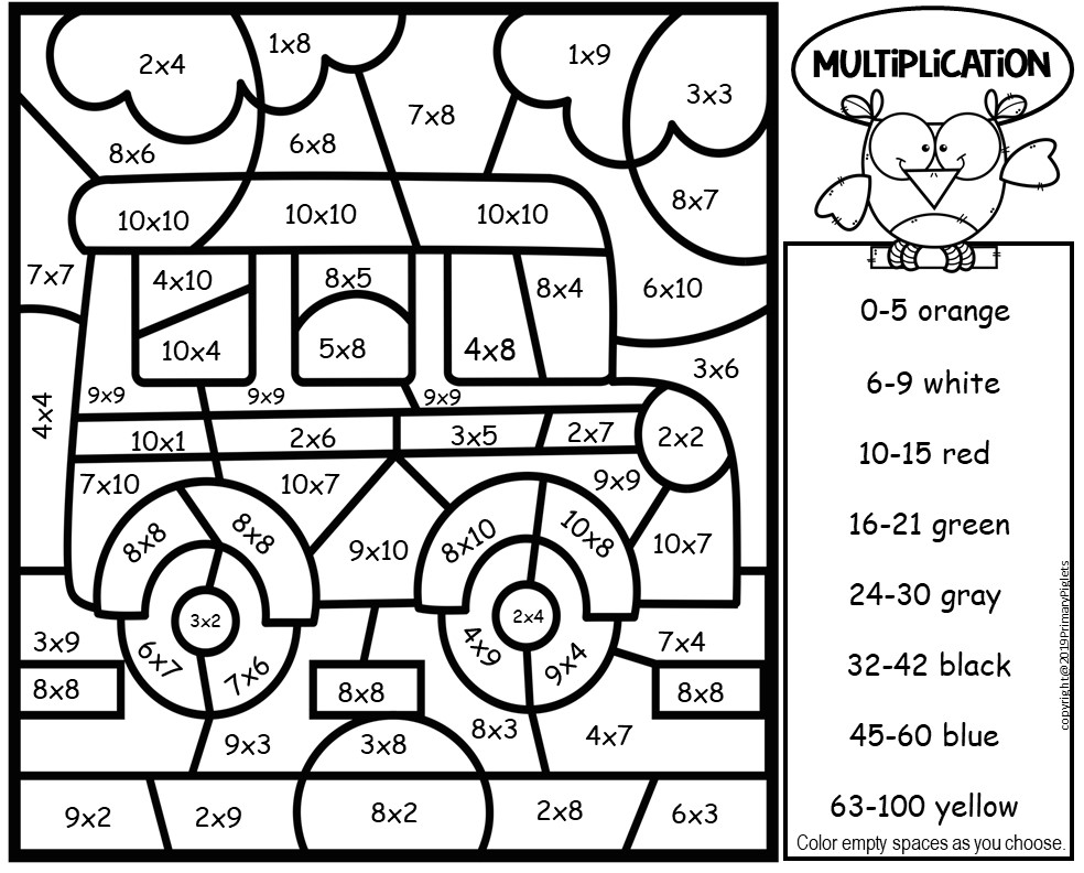 BACK TO SCHOOL COLOR BY NUMBER MULTIPLICATION FACTS PRACTICE Made By 