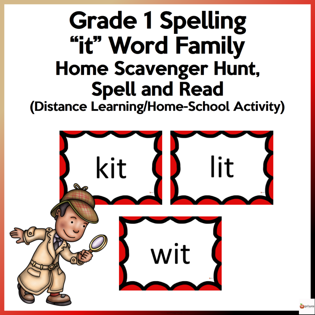 Distance Learning Grade 1 it Word Family Spelling and Home Scavenger ...