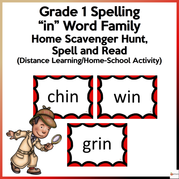 Distance Learning Grade 1 in Word Family Spelling and Home Scavenger ...