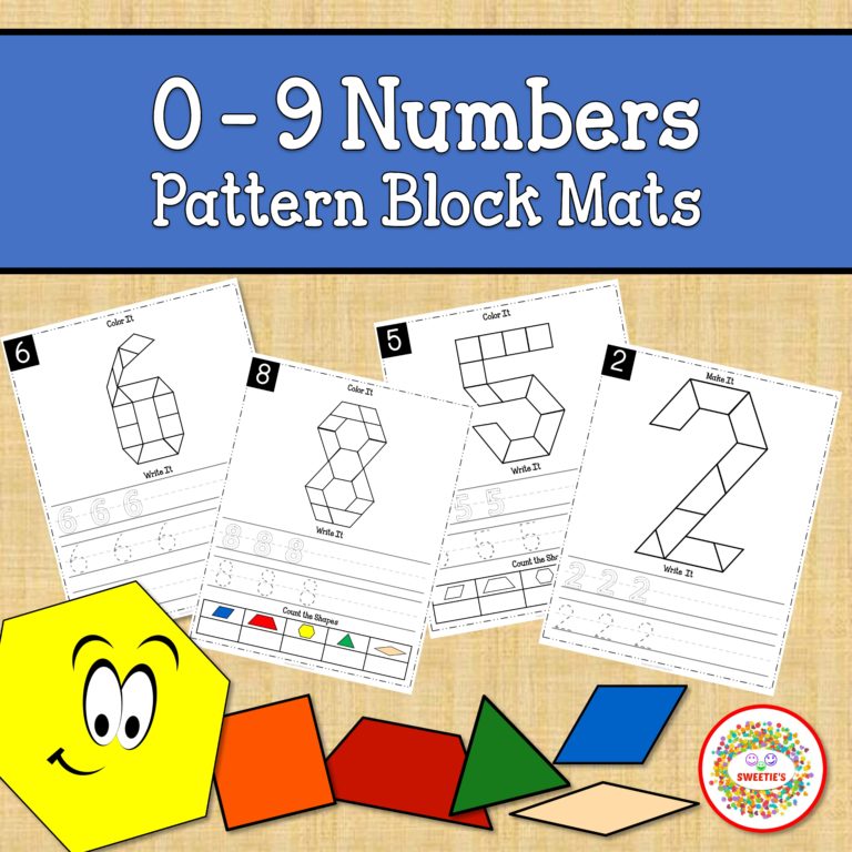 Pattern Blocks Mats Numbers 0 - 9 | Made By Teachers