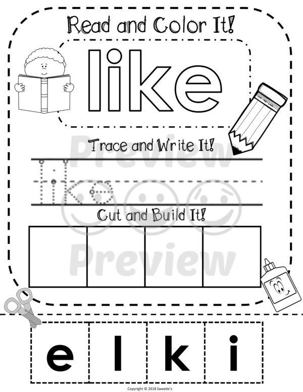 Dolch Kindergarten Read Write Build a Word Worksheets | Made By Teachers