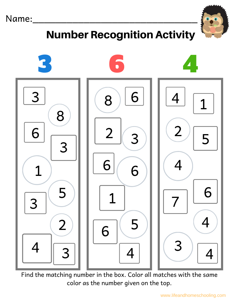 Number Recognition Worksheets 1 50