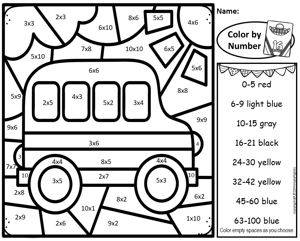 BACK TO SCHOOL COLOR BY NUMBER ADDITION SUBTRACTION MULTIPLICATION ...