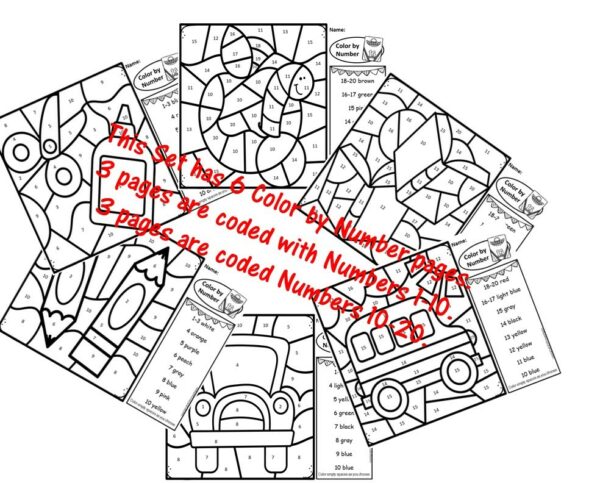 BACK TO SCHOOL COLOR BY NUMBER ADDITION SUBTRACTION MULTIPLICATION ...