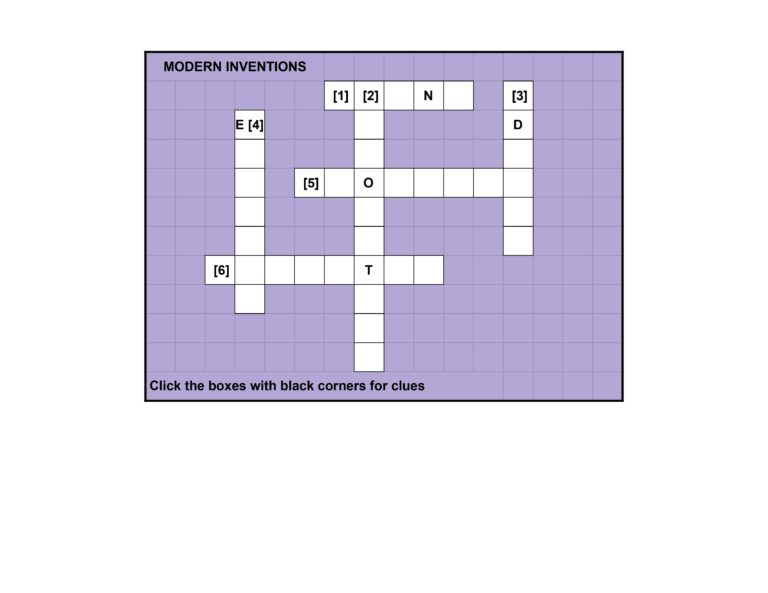 Crossword Puzzle: Modern Inventions | Made By Teachers