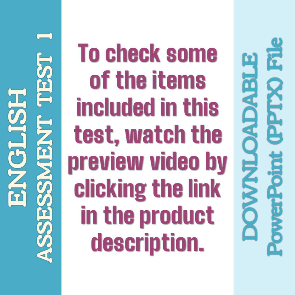 English Assessment Test 1 in PPTX File | Made By Teachers