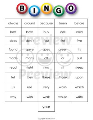 Sight Words Bingo Second Grade - Made By Teachers