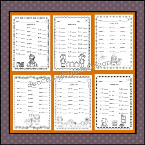 Fall Subtraction to 20 Fact Fluency Worksheets - Made By Teachers