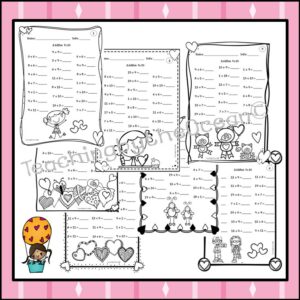 Addition to 20 Fact Fluency Worksheets - Valentine's Day Themed | Made ...
