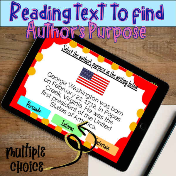 Reading Text to Find Author's Purpose PDF and BOOM Cards Distance ...