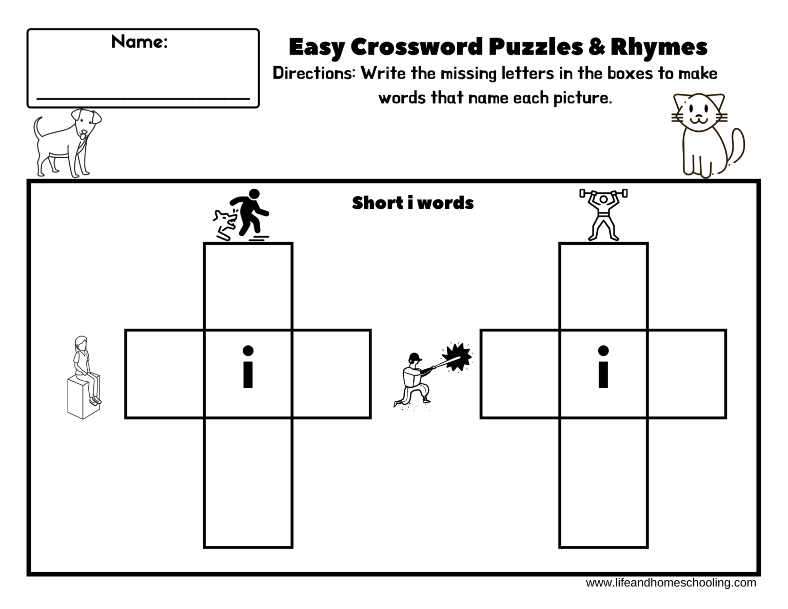 Easy Crossword Puzzles (cvc & rhymes) - Made By Teachers