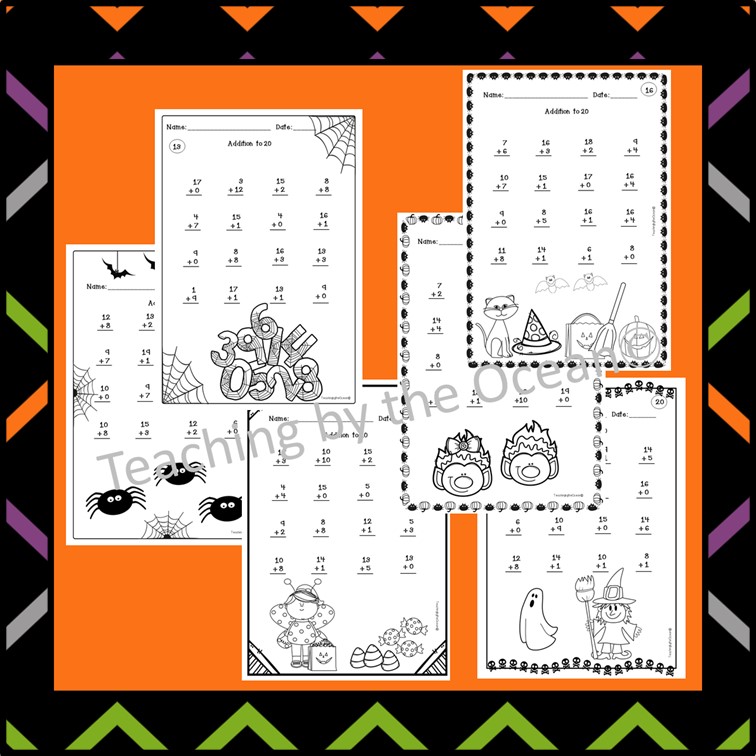 Addition to 20 Fact Fluency Worksheets - Halloween Themed | Made By ...