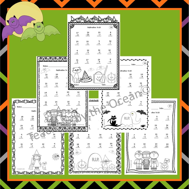 Halloween Subtraction to 20 Fact Fluency Worksheets - Made By Teachers