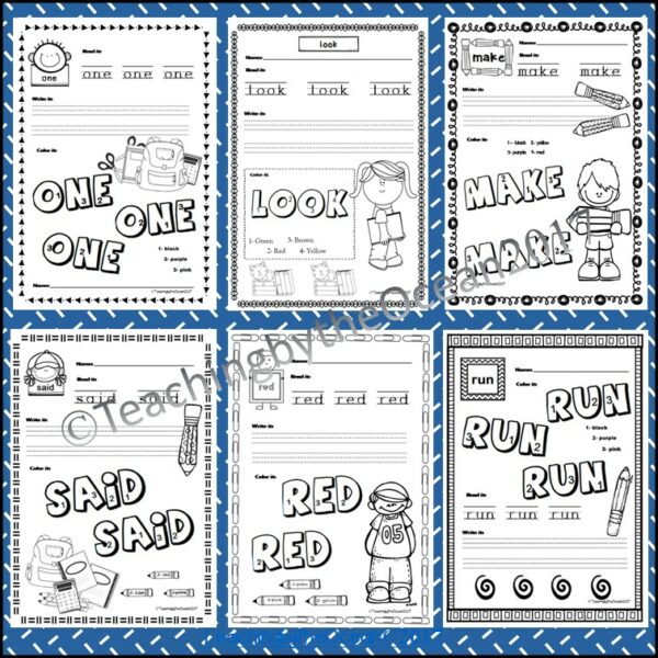 Pre-Primer Sight Words Worksheets - Back to School Themed - Made By ...