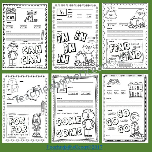 Pre-Primer Sight Words Worksheets - Fall Themed - Made By Teachers