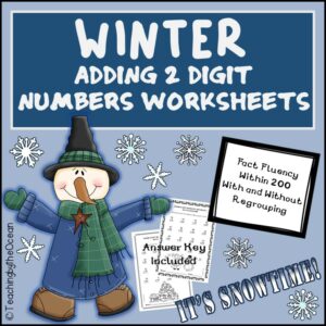 Adding 2 Digit Numbers Worksheets - Winter / Christmas Themed - Made By ...