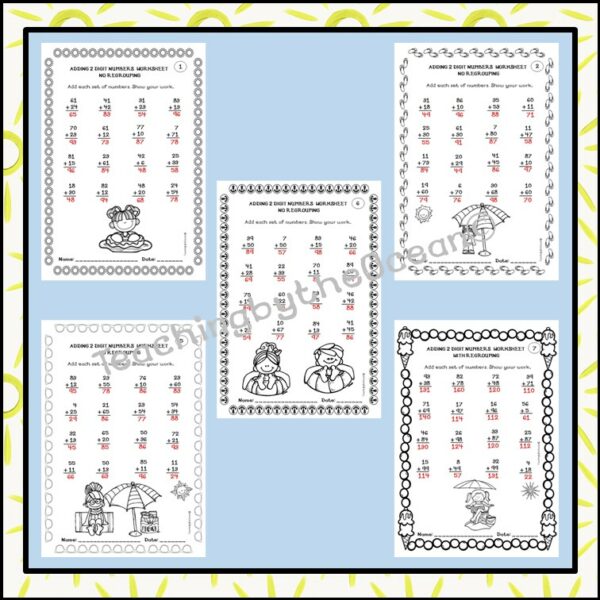 Adding 2 Digit Numbers Worksheets - Summer Themed | Made By Teachers