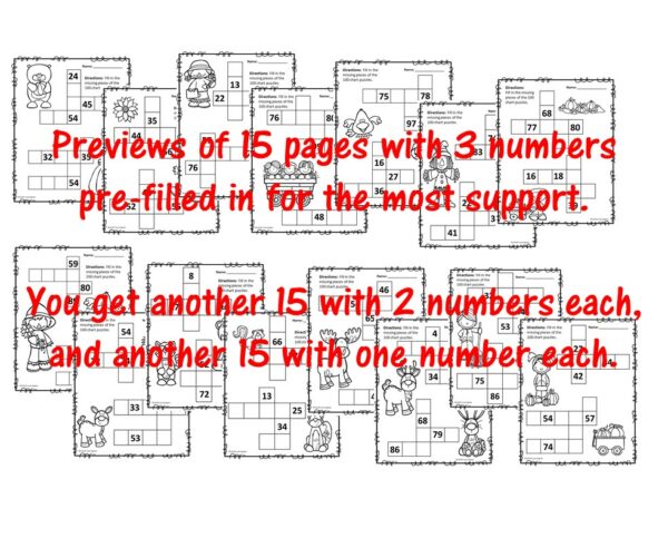 100 Chart Worksheets Fall Theme | 100 Chart Missing Numbers - Made By ...