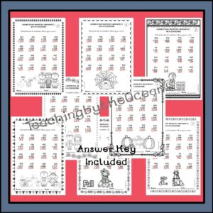 Adding 3 Digit Numbers Worksheets - Fall/Halloween/Thanksgiving Themed ...